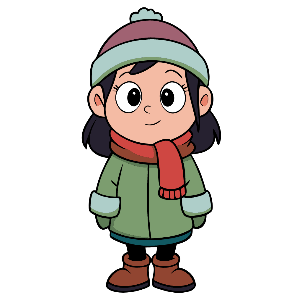 Cute Girl in Winter Dress Clipart | Free Png, Svg, Vector
