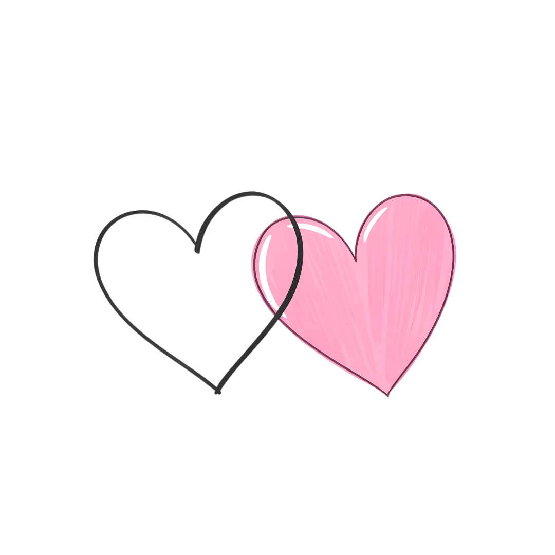 Dual Heart Clipart Outline and Pink | Free Png, Svg, Vector