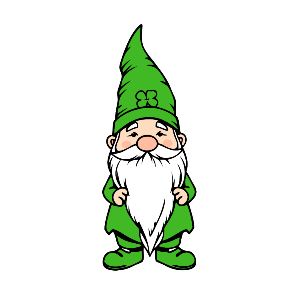 St Patrick Day Gnome Black and White Clipart | Free Png, Svg, Vector