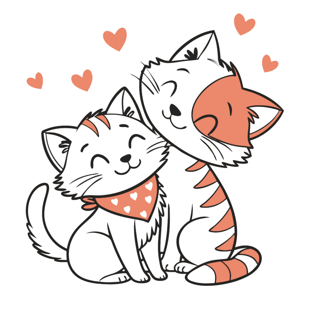 Romantic Cats Clipart with Hearts | Free Png, Svg, Vector