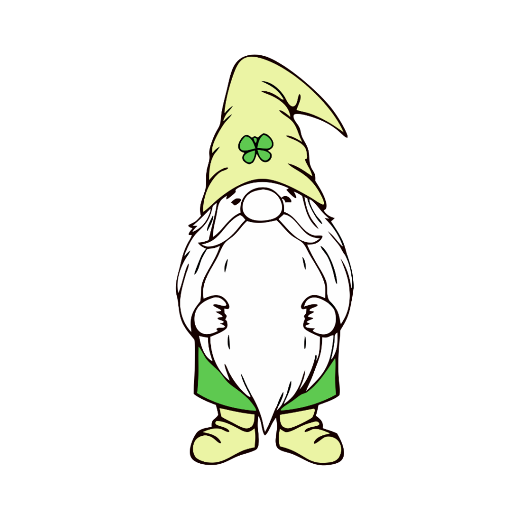 St Patrick Day Gnome Black and White Clipart | Free Png, Svg, Vector
