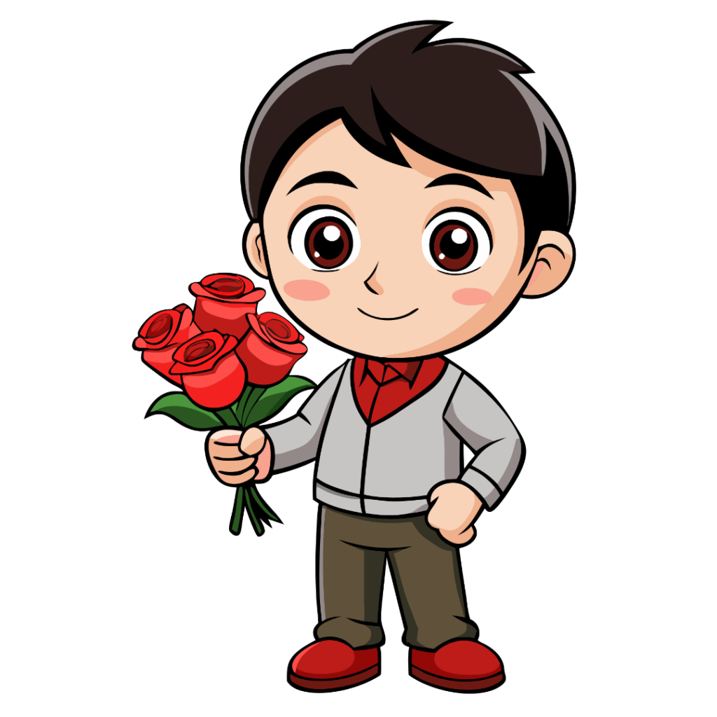 Romantic Boy with Rose | Free Png, Svg, Vector