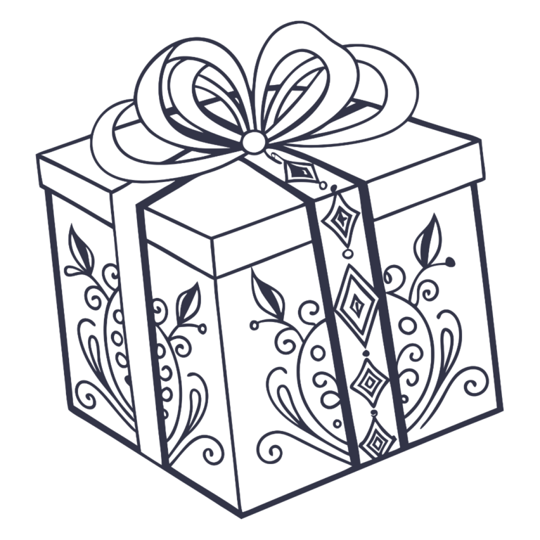 Black and White Christmas Gift Clipart | Free Png, Svg, Vector